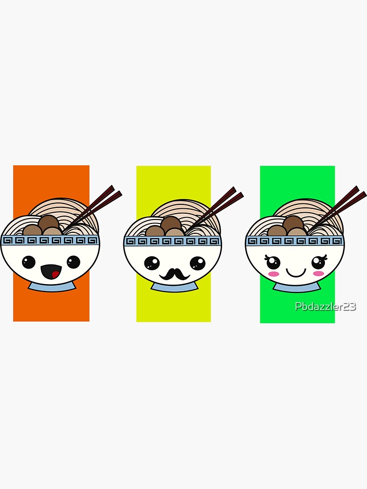 "Cute Kawaii Pho Banner - Three Soup Cutie Babi *Pho*" Sticker for Sale ...