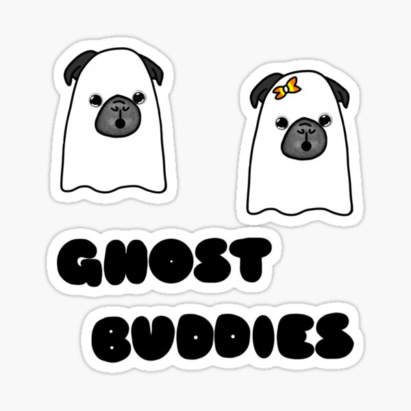 "Pug Ghost Buddies" Sticker for Sale by LeasPugGrumble | Redbubble