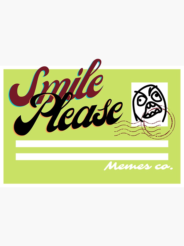 "LETTER SMILE PLEASE Memes stamp" Sticker by AdlynJ | Redbubble