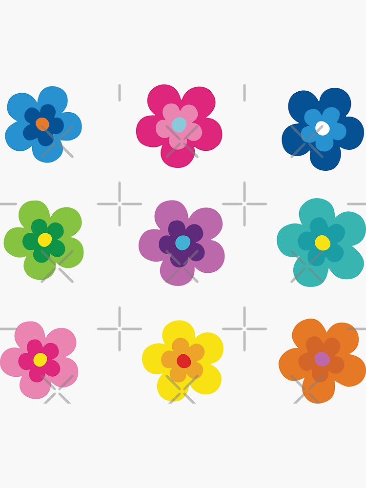 "colorful flowers, 70s retro" Sticker for Sale by dev-ilyass | Redbubble