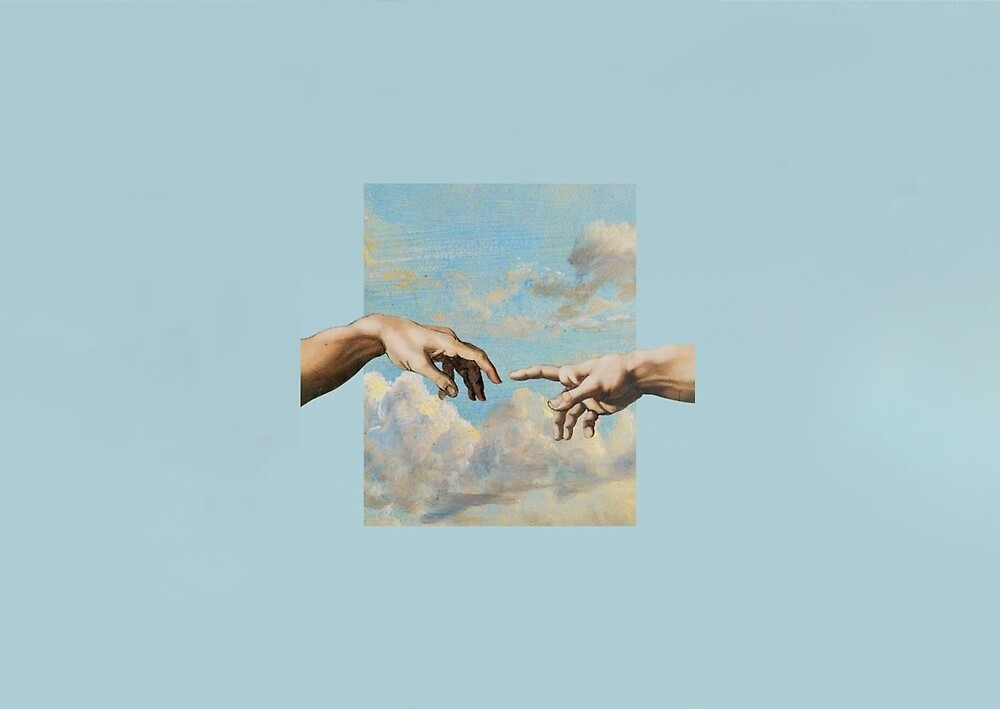 "Michaelangelo The Creation of Adam Blue" by Onodera | Redbubble