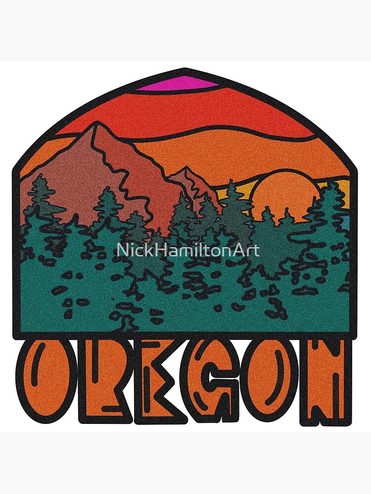 "Retro Oregon Forest Landscape" Poster by NickHamiltonArt | Redbubble