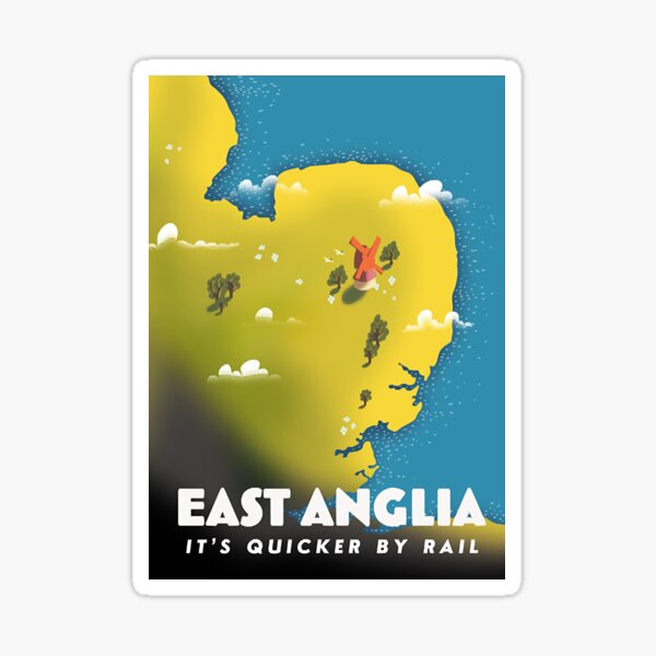 "East anglia, Its Quicker by Rail " Sticker for Sale by aubreynegley ...