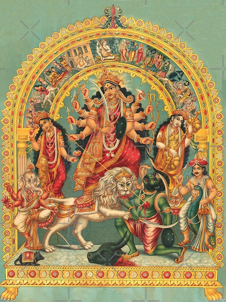 "Shri Durga slays the buffalo demon Mahishasura" Art Print for Sale by ...