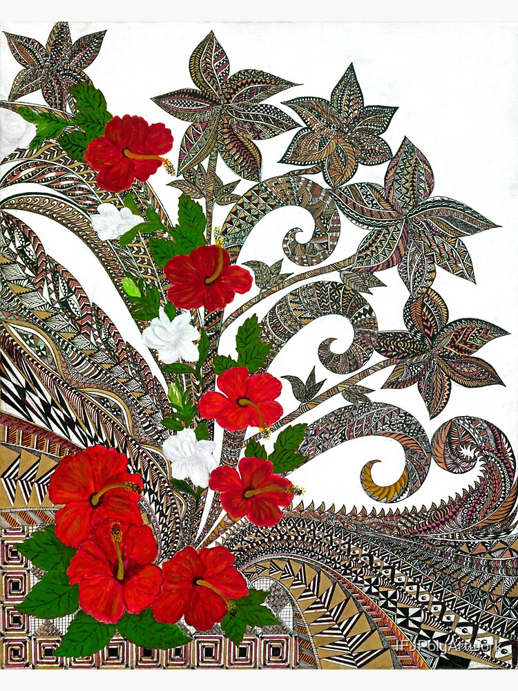 "Hibiscus Tapa Kupesi" Sticker for Sale by IFJPolyArtwork | Redbubble