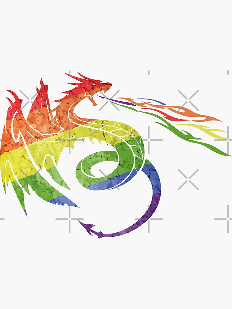 "LGBTQ Dragon With Rainbow Flame Pride Gift" Sticker for Sale by ...