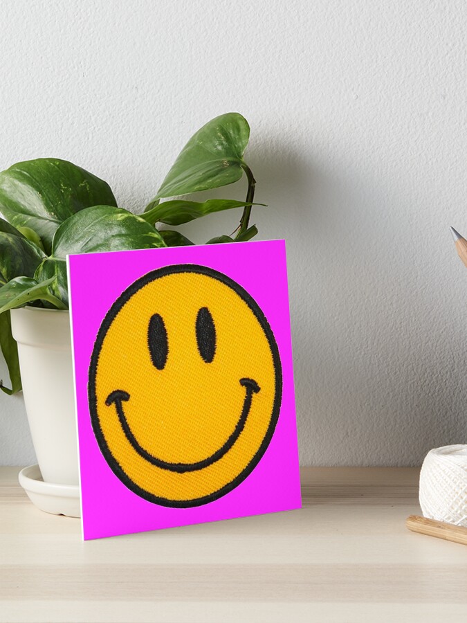 "Happy Patch Faux Design | Happy Face | Pink |" Art Board Print for ...