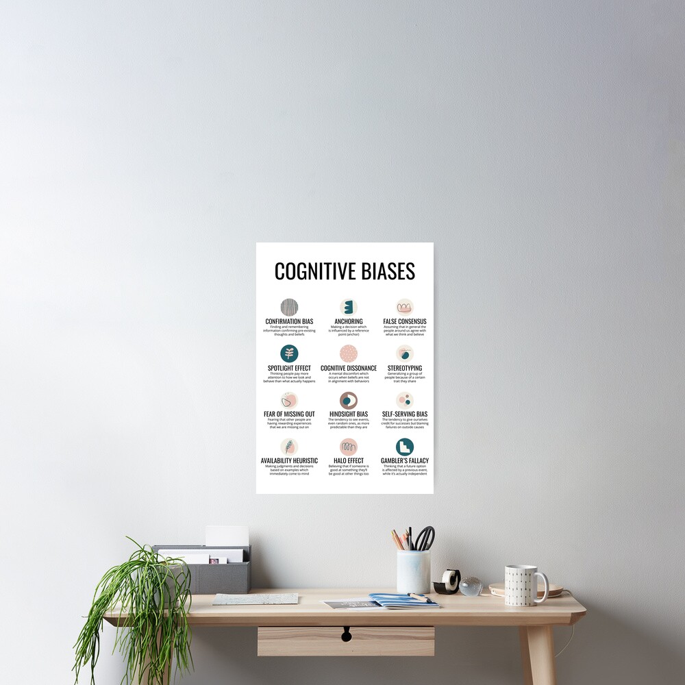 " Cognitive Bias Psychology Poster Therapist Office Decor Therapy ...