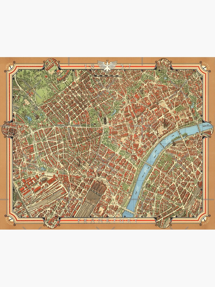 "1957 Vintage Map of Frankfurt, Germany" Poster for Sale by gin-nek ...