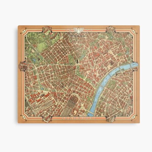 "1957 Vintage Map of Frankfurt, Germany" Metal Print for Sale by gin ...