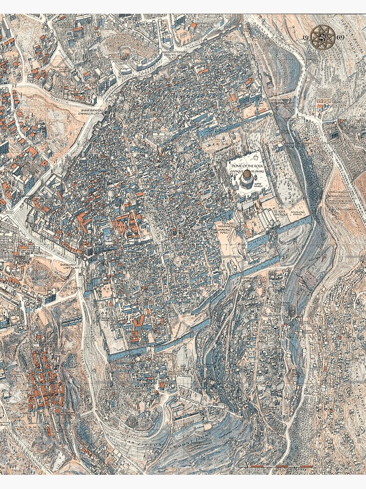Póster «Mapa vintage de Jerusalén, Israel» de gin-nek-shop | Redbubble