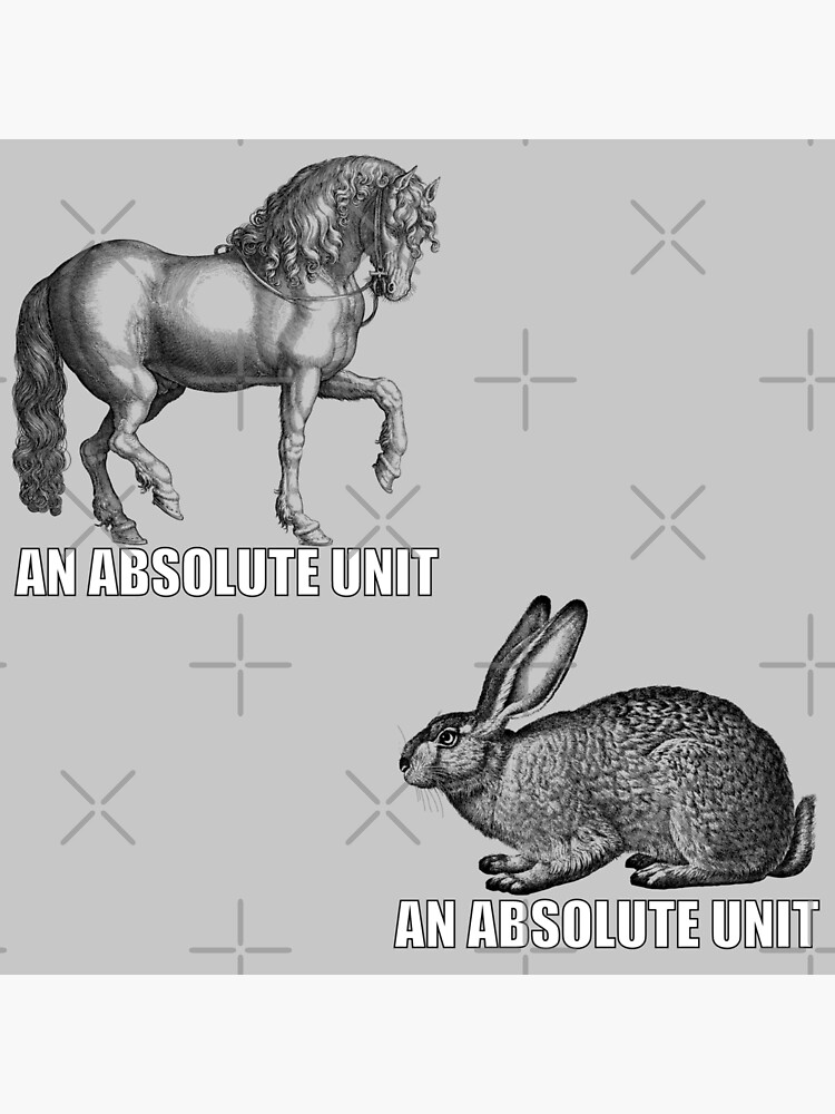 "Retro Vintage Antique Line Art Rabbit Horse Illustration Absolute Unit ...