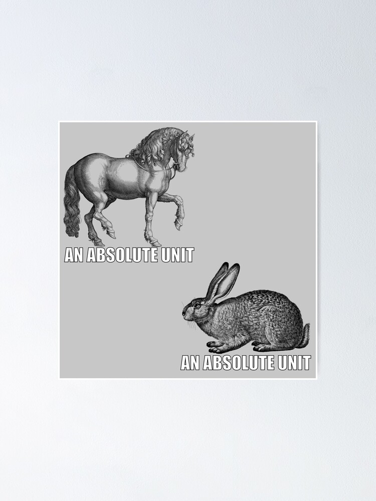 "Retro Vintage Antique Line Art Rabbit Horse Illustration Absolute Unit ...