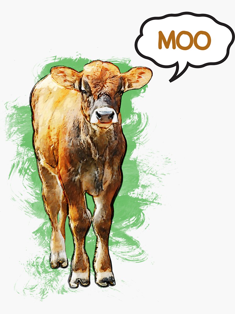 "Moo Cow" Sticker for Sale by evisionarts | Redbubble