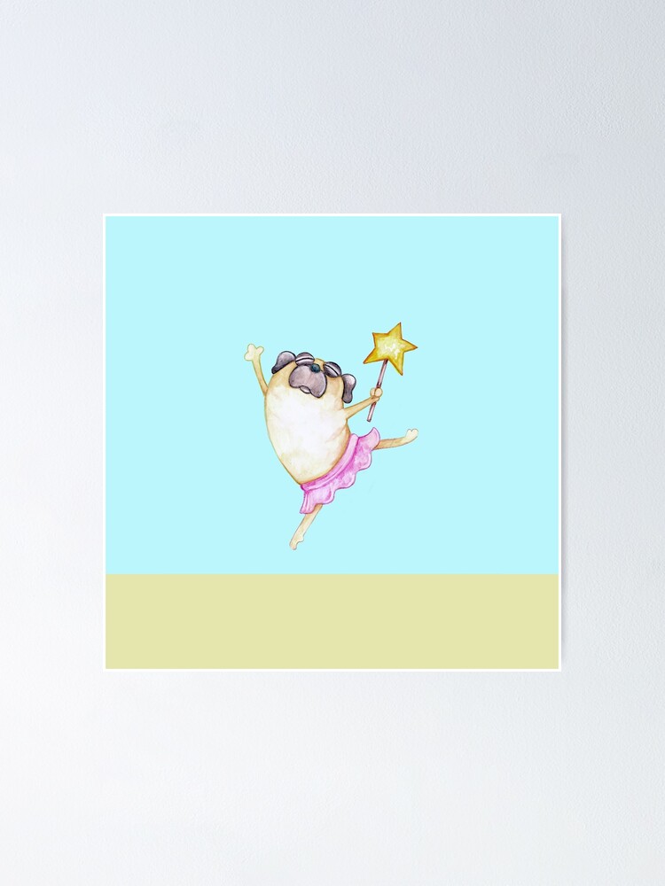 "Pug Fairy" Poster for Sale by Papagaeio | Redbubble