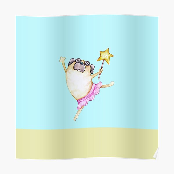 "Pug Fairy" Poster for Sale by Papagaeio | Redbubble