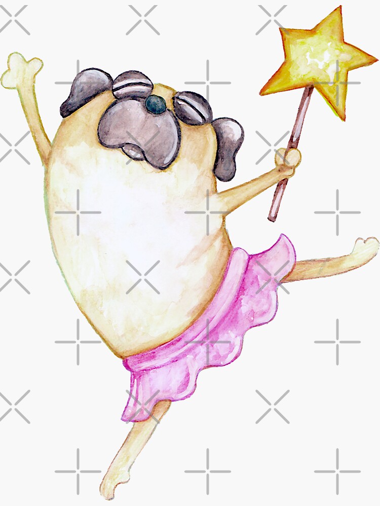 "Pug Fairy" Sticker for Sale by Tom Parker | Redbubble