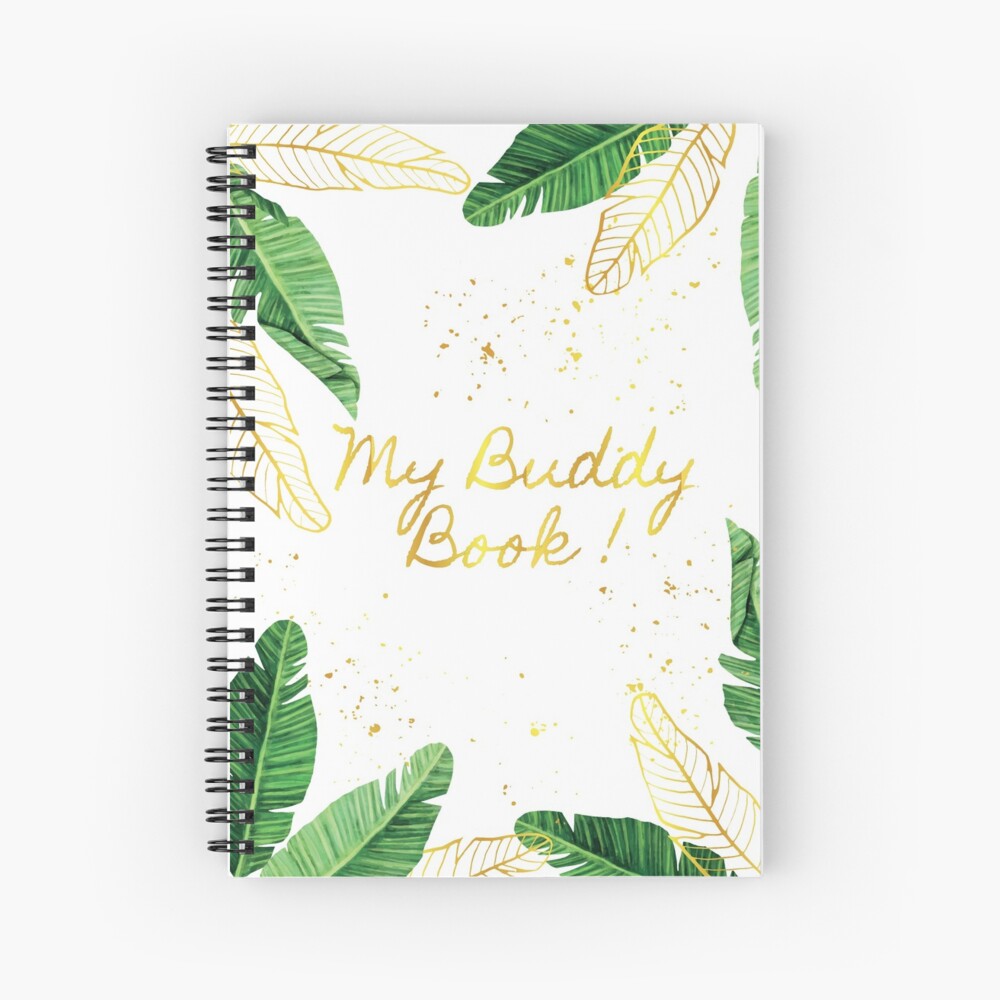 "My Buddy Book Gold and green leaf tree" Spiral Notebook for Sale by ...