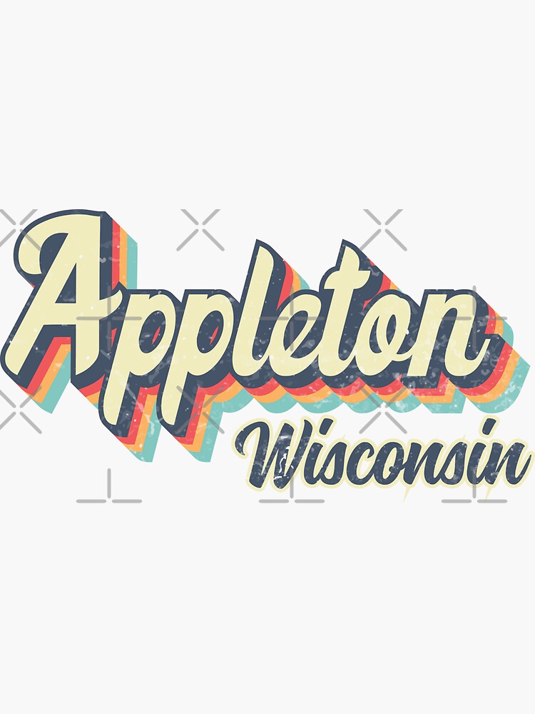 "Appleton City Wisconsin Retro Vintage 70s rainbow" Sticker for Sale by ...