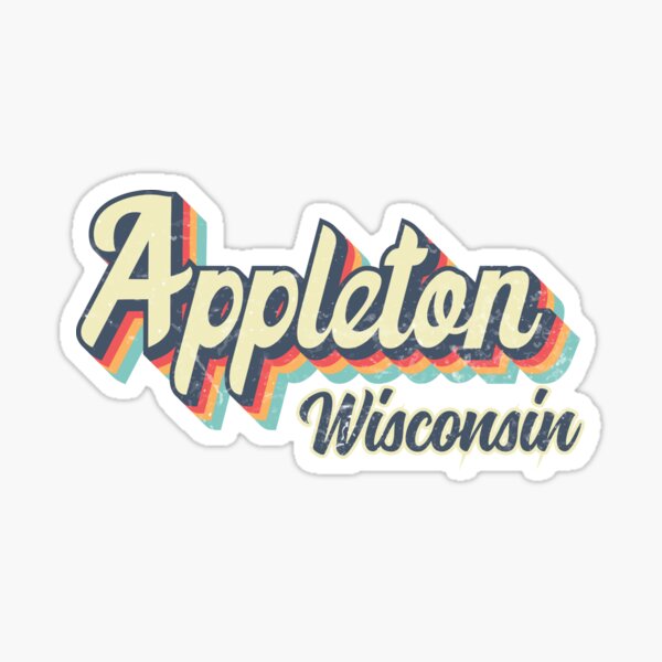 "Appleton City Wisconsin Retro Vintage 70s rainbow" Sticker for Sale by ...