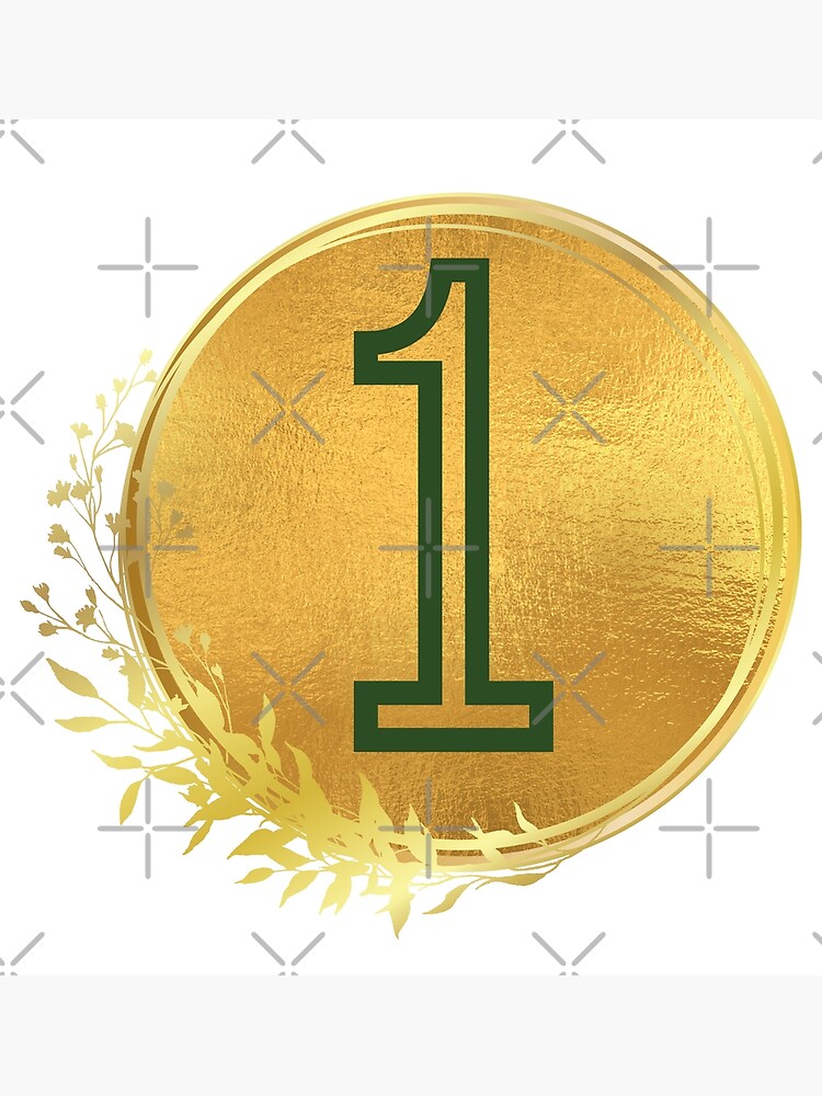 Lámina artística «Número uno verde en hoja de círculo de oro» de ...