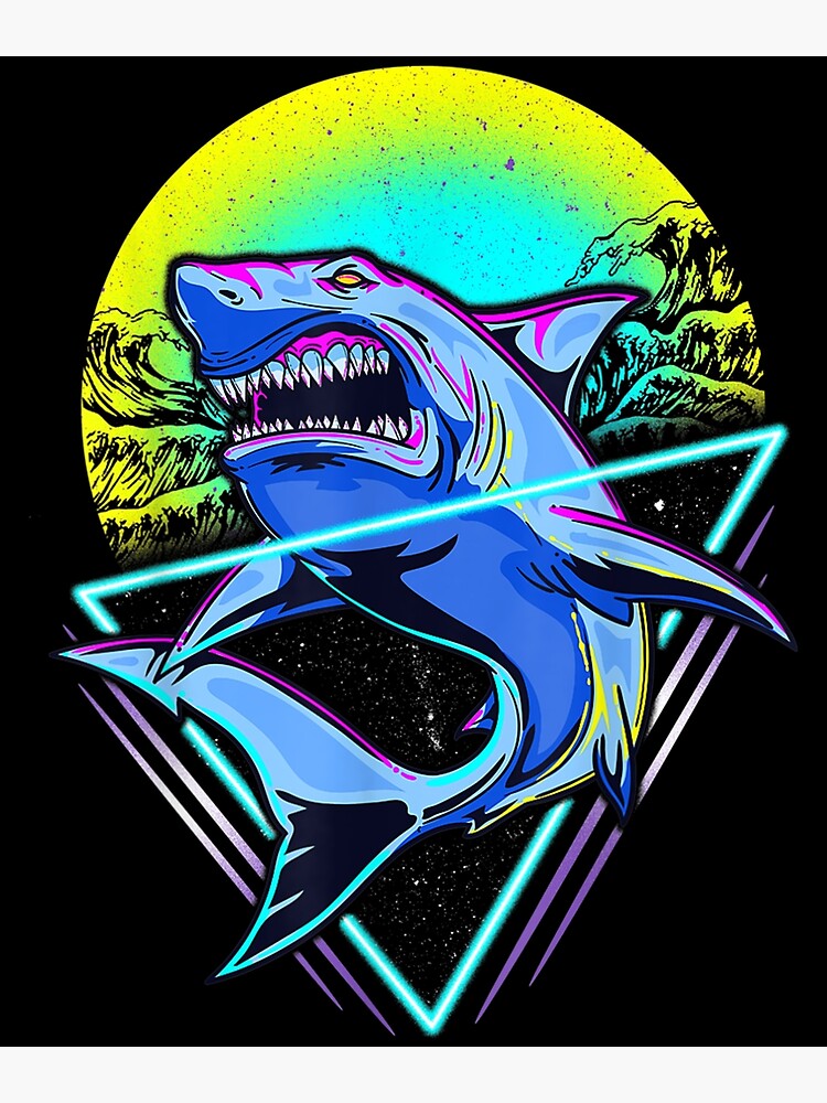 " Shark Retro Punk" Poster for Sale by caral8 | Redbubble