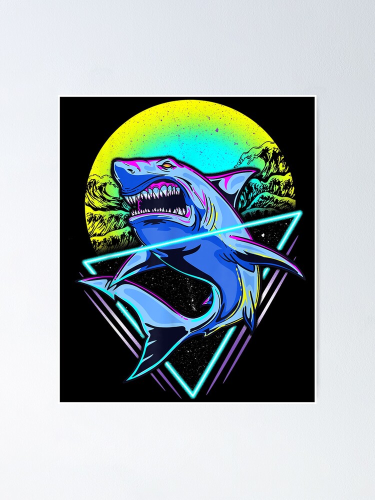 " Shark Retro Punk" Poster for Sale by caral8 | Redbubble
