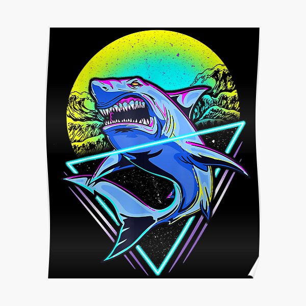 " Shark Retro Punk" Poster for Sale by caral8 | Redbubble