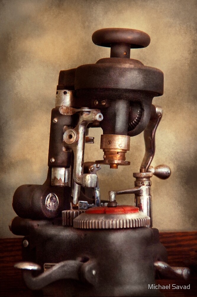 "Optometry - Lens cutting machine" by Michael Savad | Redbubble