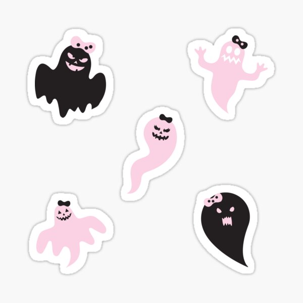 "Pink and Black Cute Halloween Ghosts Sticker Pack" Sticker by ...
