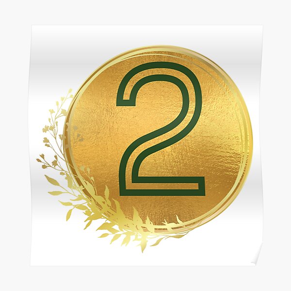 Póster «Número 2 letra verde en hoja de círculo de oro» de Benchamart ...