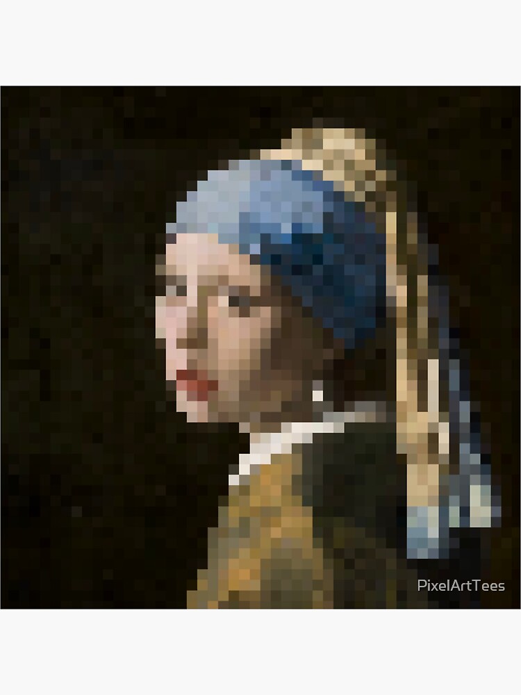 "Girl With Pearl Earring Pixel Art" Sticker for Sale by PixelArtTees ...
