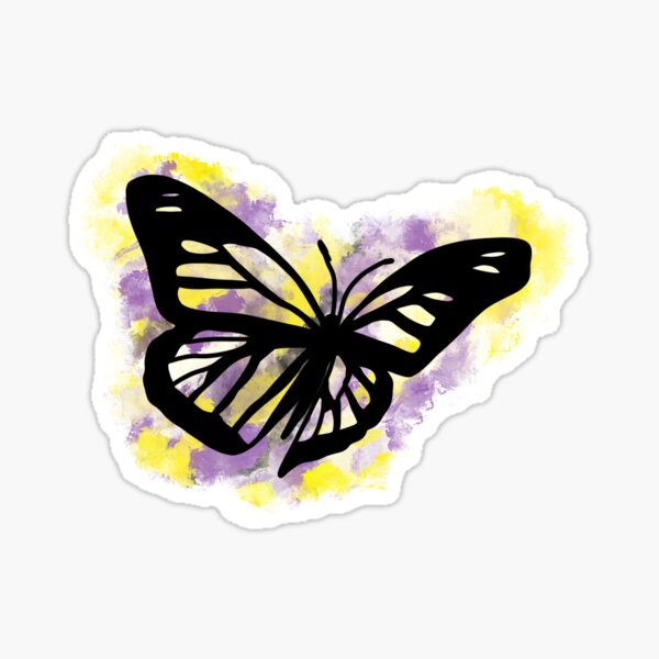 "Non-binary pride flag butterfly" Sticker for Sale by GirlofRandom ...