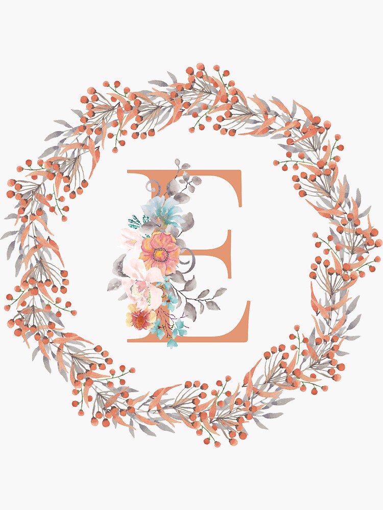 "Letter E - fancy monogram sticker" Sticker for Sale by lollyslane ...