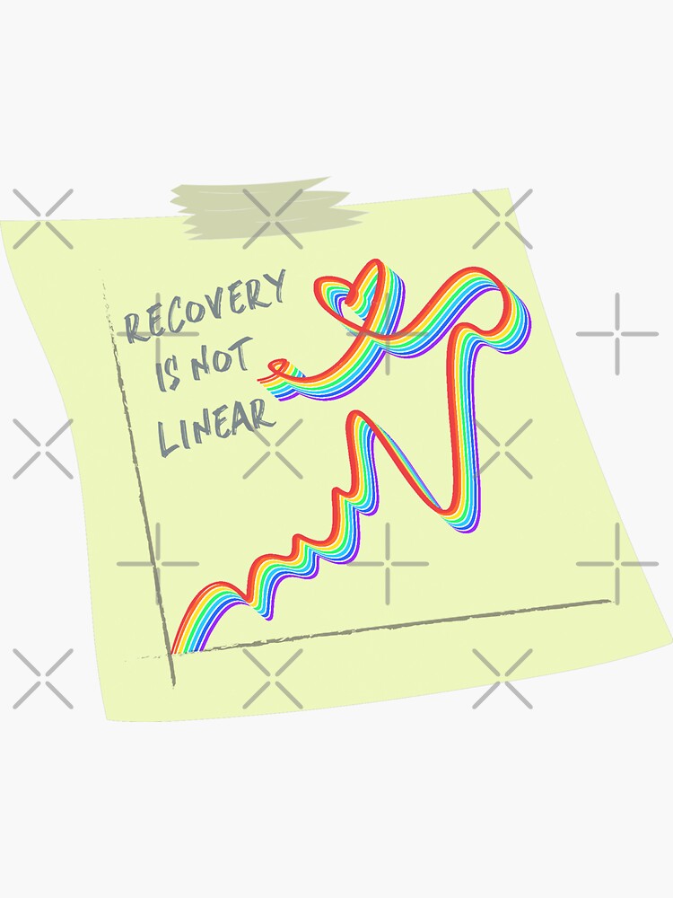 "Recovery Is Not Linear - Rainbow Post it Reminder" Sticker for Sale by ...