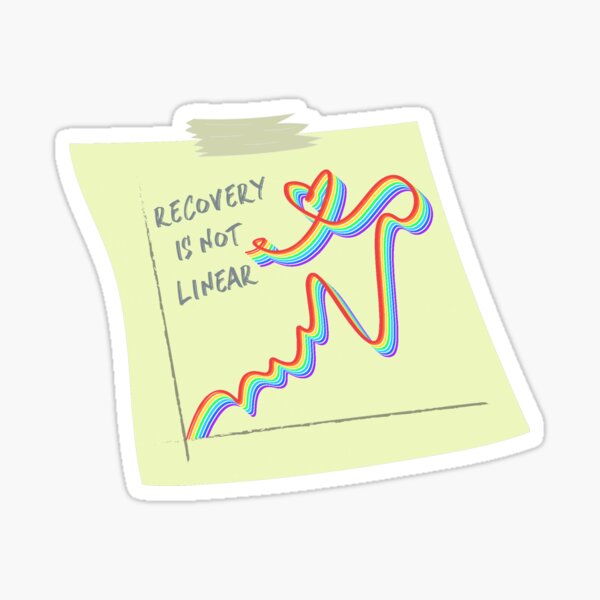 "Recovery Is Not Linear - Rainbow Post it Reminder" Sticker for Sale by ...