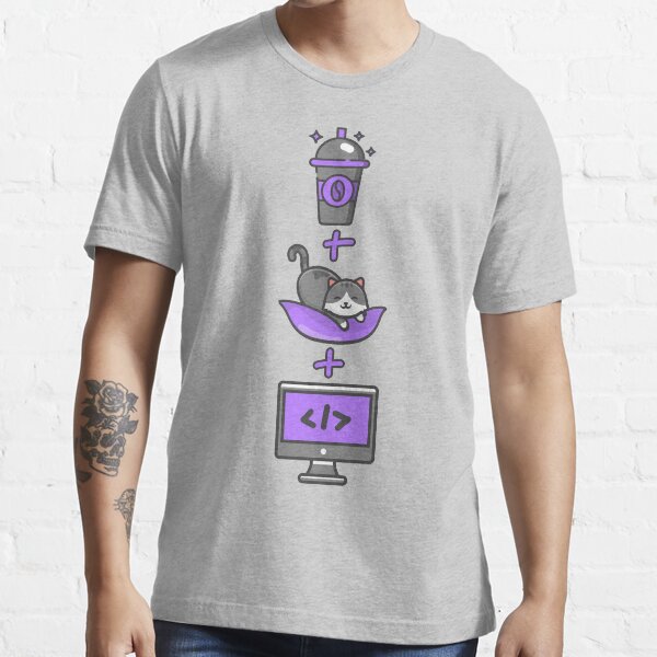 "Coffee, Cats And Code - Cute Programming Illustration" T-shirt for ...