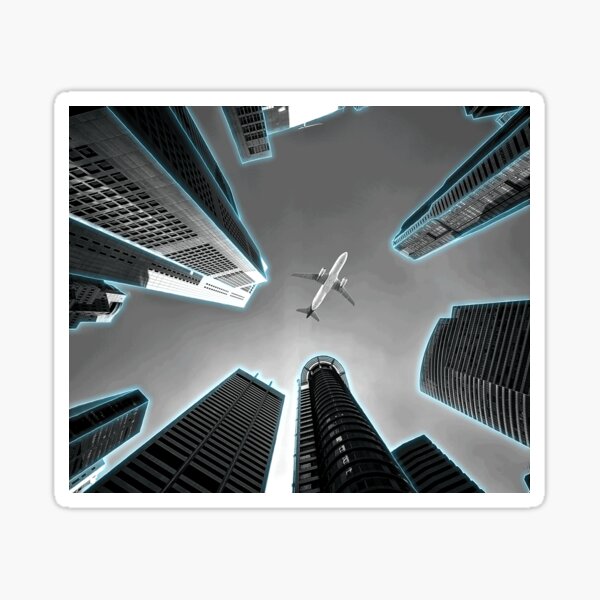 "airplane building skyscraper" Sticker for Sale by WeArtMe | Redbubble