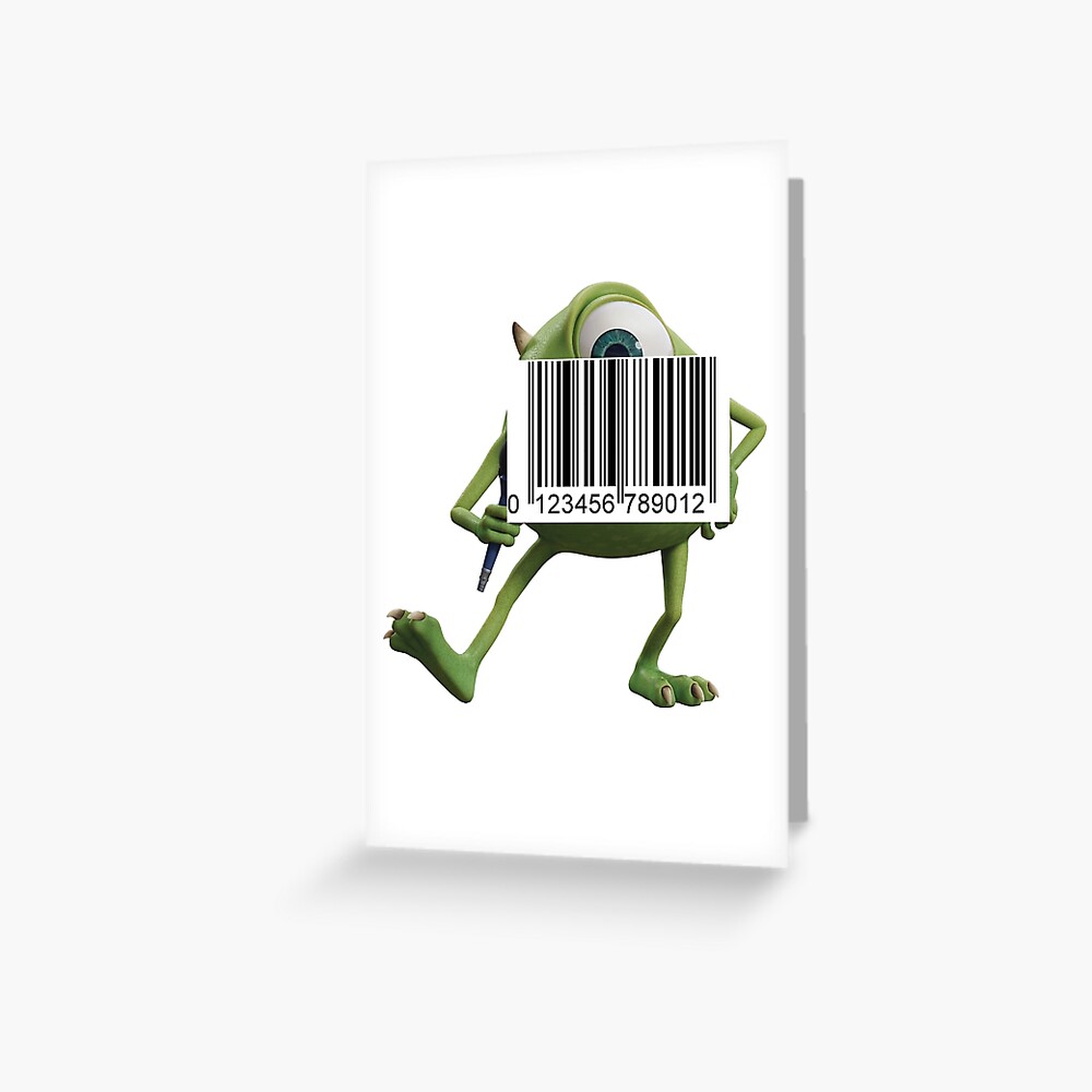 "Mike Wazowski Barcode - Monsters Inc" Greeting Card for Sale by ...