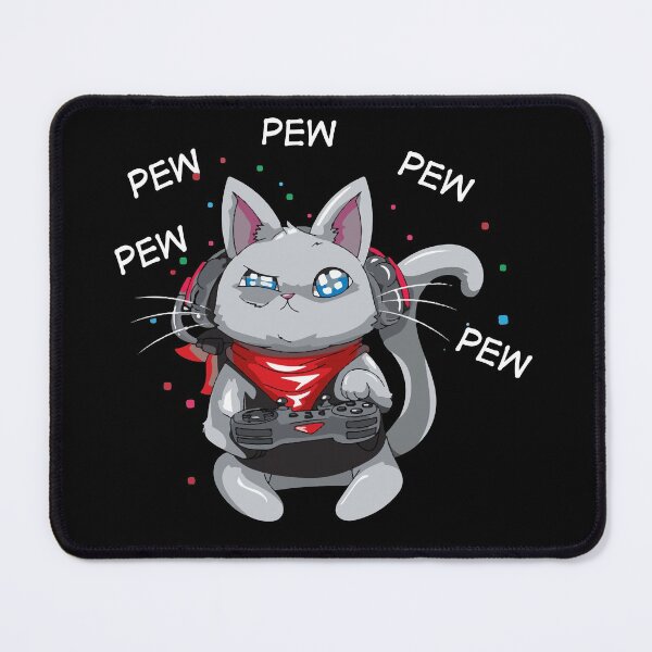 "Funny Cat Playing Video Game Pew Pew Pew - Pet Simulator" Mouse Pad by ...