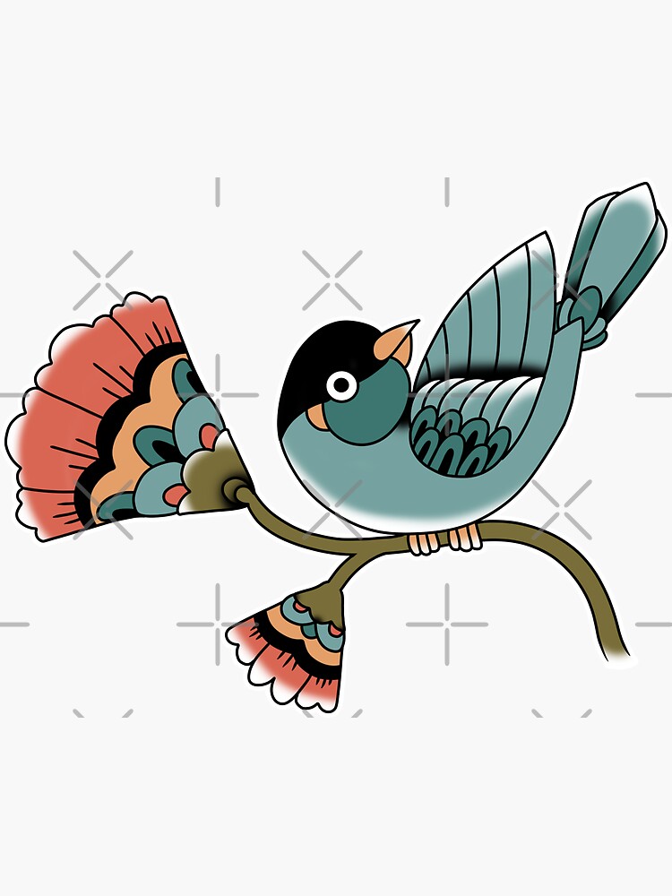 "trad blue bird" Sticker for Sale by despresso | Redbubble