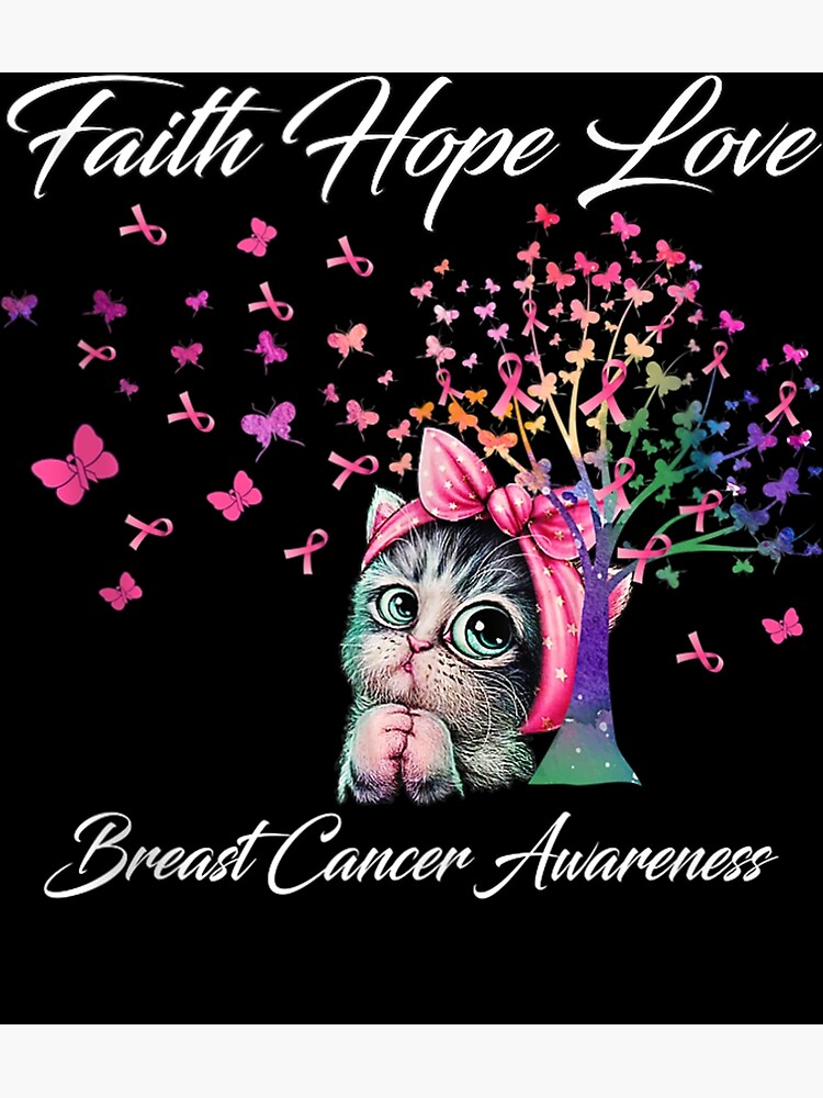 "Cat Pink Ribbon Faith Hope Love Breast Cancer Awareness Tank Top ...