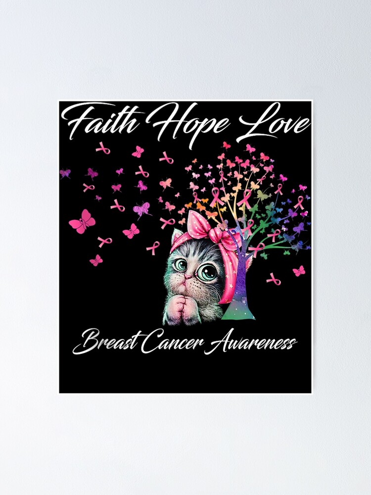 "Cat Pink Ribbon Faith Hope Love Breast Cancer Awareness Tank Top ...