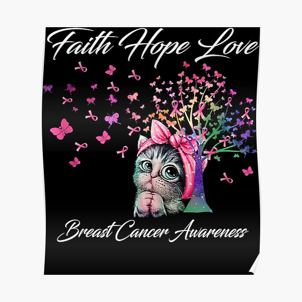 "Cat Pink Ribbon Faith Hope Love Breast Cancer Awareness Tank Top ...