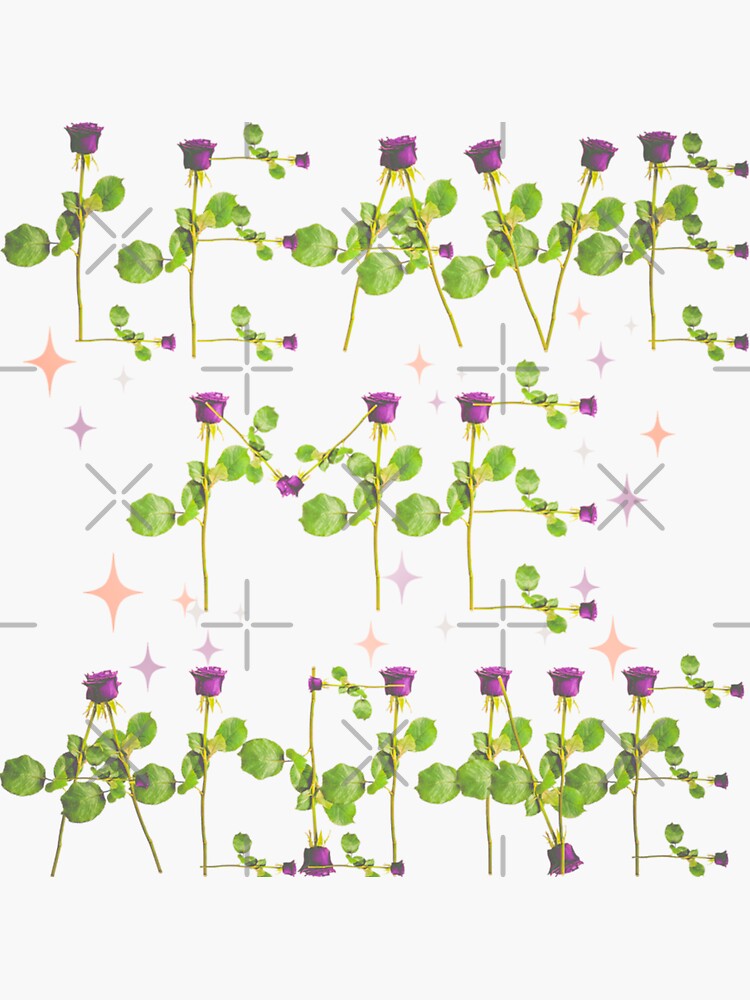 "Leave me alone purple roses on stems with sparkles black bg" Sticker ...