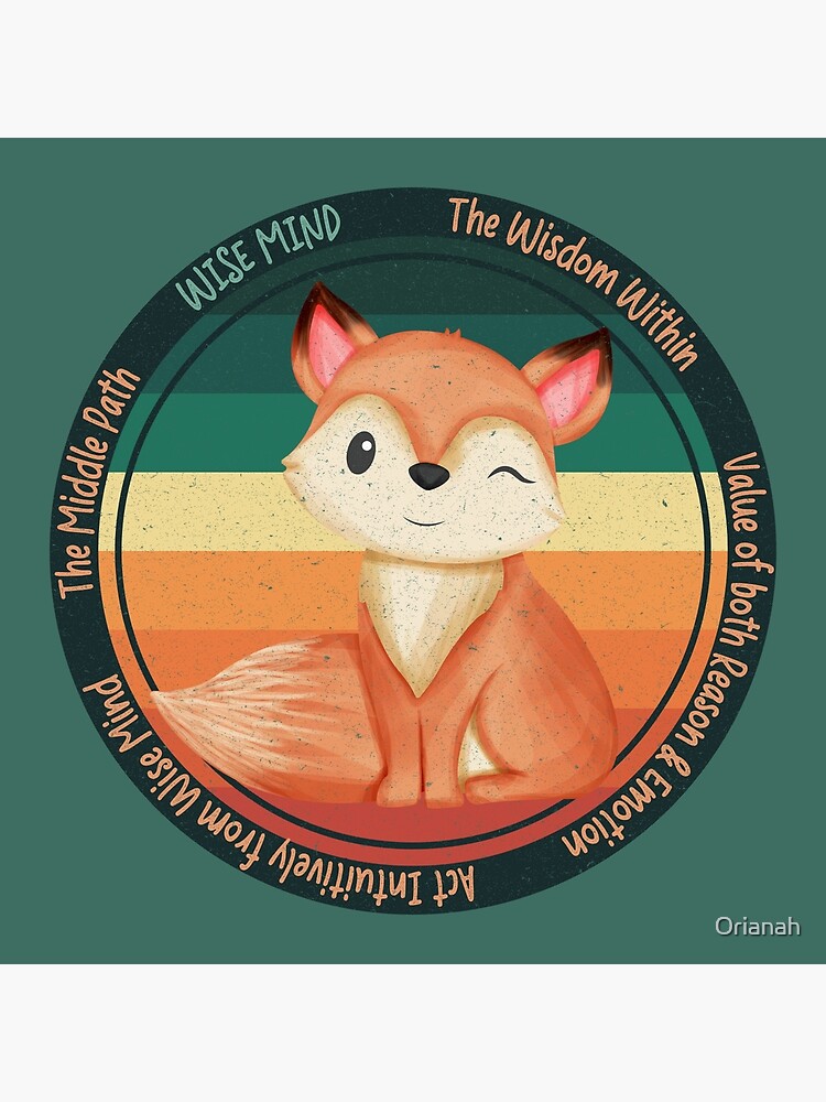 "Retro Wise Fox Reminder: Wise Mind, Reason and Emotion, The Middle ...