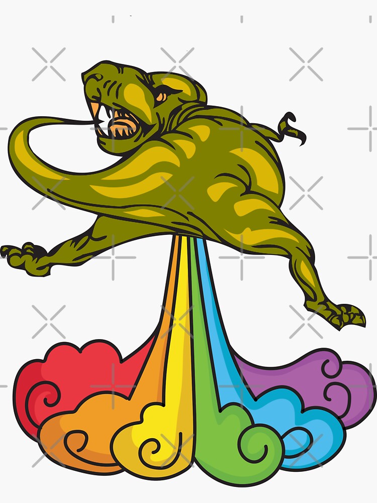 "Green TRex Rainbow Farting Dinosaur" Sticker for Sale by TheDinoIsland ...