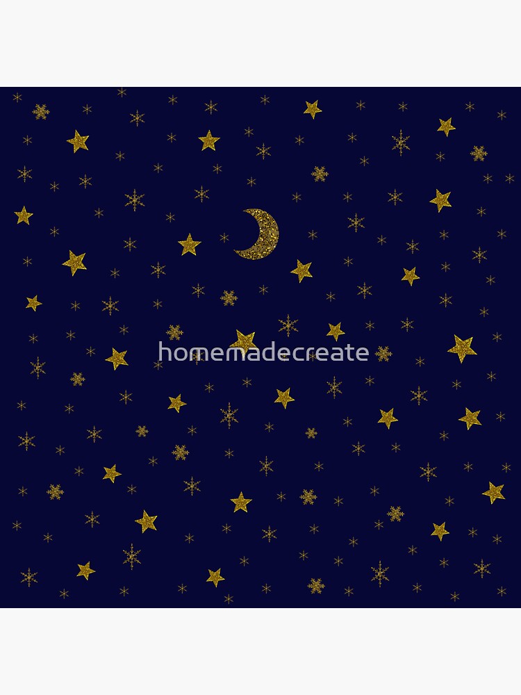 "Sparkly stars, moon on blue sky" Sticker for Sale by homemadecreate ...