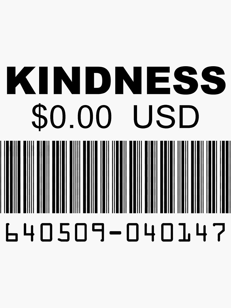 "Kindness barcode" Sticker for Sale by TheEvilShow | Redbubble