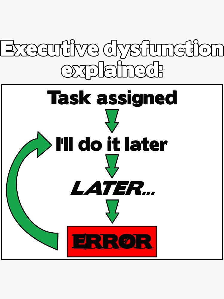 "Executive Dysfunction Chart" Sticker by ThatElfNerd | Redbubble